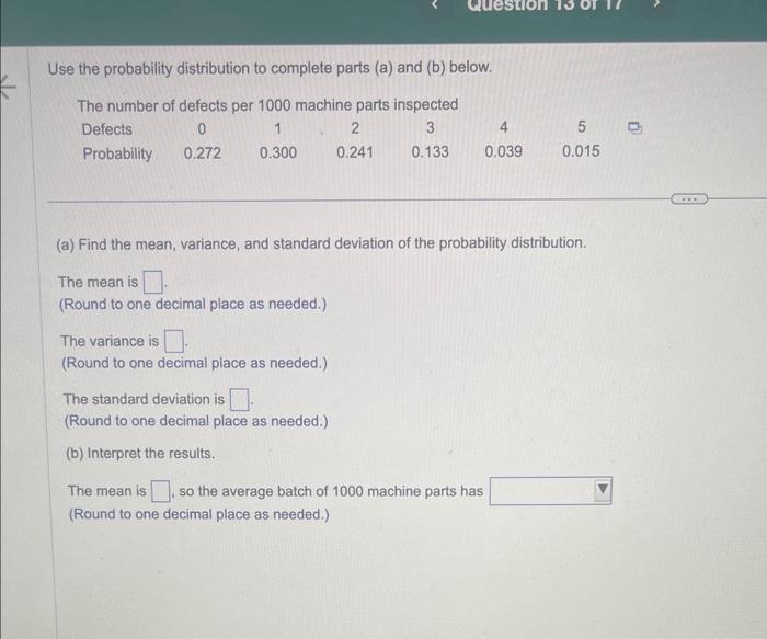 Solved Use the probability distribution to complete parts | Chegg.com