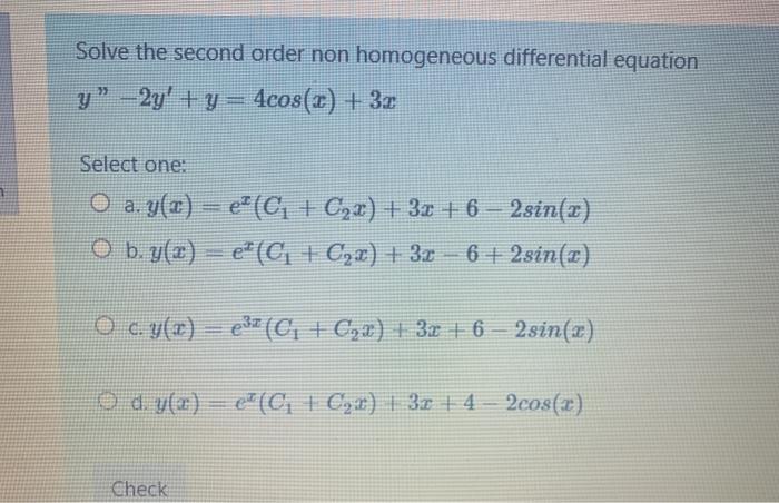 Solved Solve the second order homogeneous differential | Chegg.com