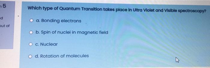 Solved 5 Which type of Quantum Transition takes place in | Chegg.com