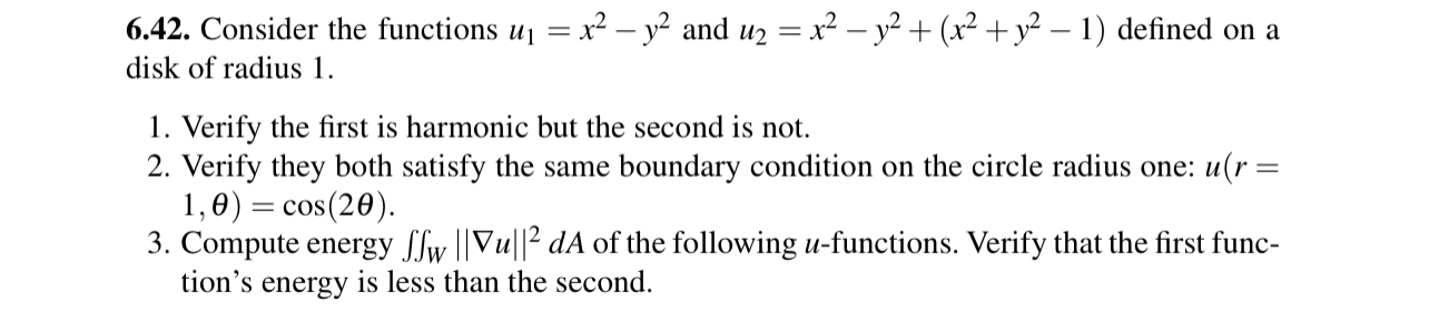Solved 6.42. ﻿Consider the functions u1=x2-y2 ﻿and | Chegg.com
