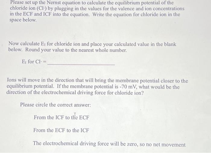 Solved 3. ( 8 points) An ion's electrochemical driving force | Chegg.com