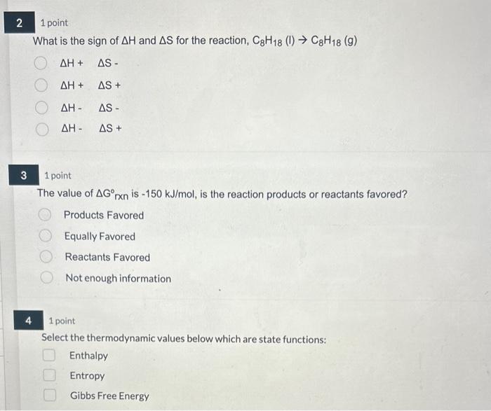 Solved What is the sign of ΔH and ΔS for the reaction, | Chegg.com