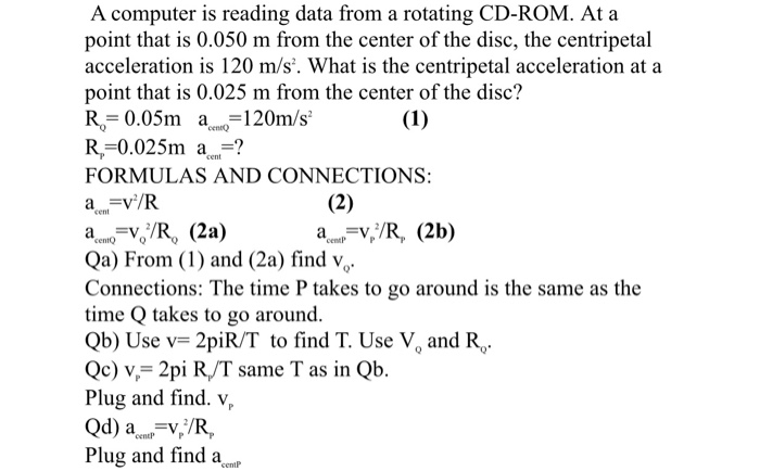 Solved cent a =v/R cent A computer is reading data from a | Chegg.com