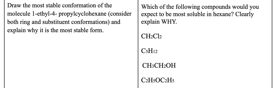 Solved Draw the most stable conformation of the molecule | Chegg.com