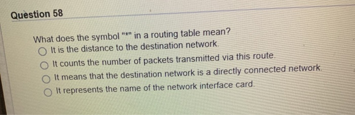 Solved Question 58 What does the symbol "*" in a routing | Chegg.com