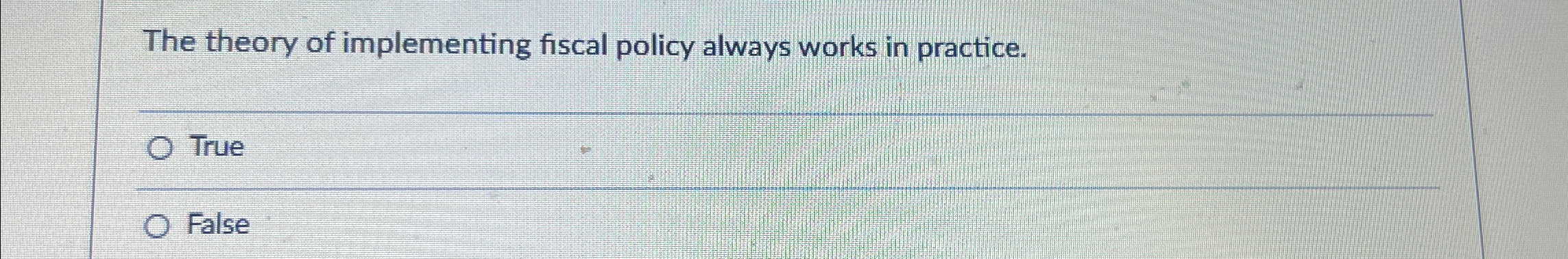 Solved The theory of implementing fiscal policy always works | Chegg.com