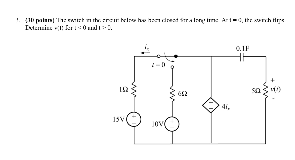 Solved (30 ﻿points) ﻿The switch in the circuit below has | Chegg.com