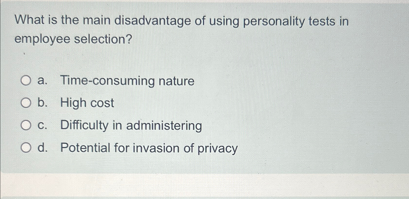 Solved What is the main disadvantage of using personality | Chegg.com