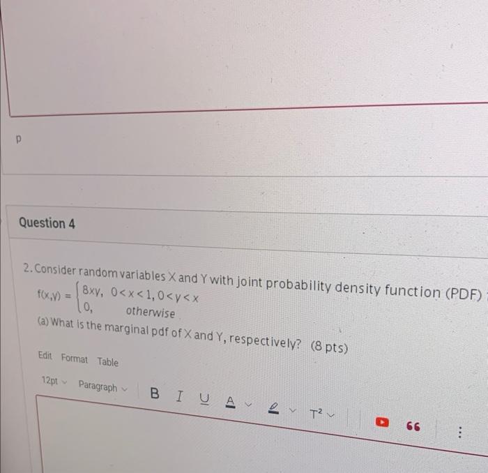 Solved 2. Consider random variables X and Y with joint | Chegg.com