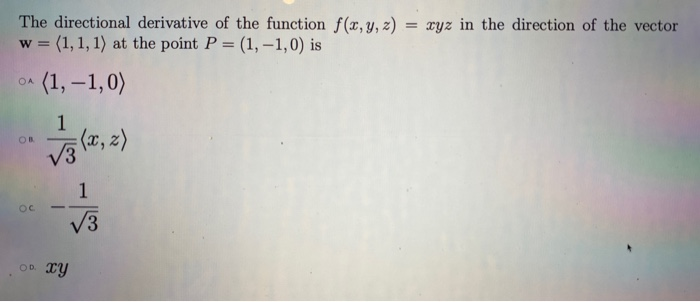 Solved = xyz in the direction of the vector The directional | Chegg.com
