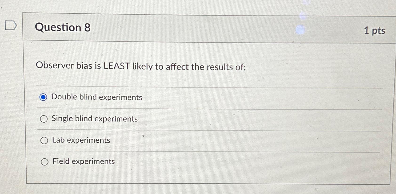Solved Question 81ptsObserver bias is LEAST likely to affect | Chegg.com