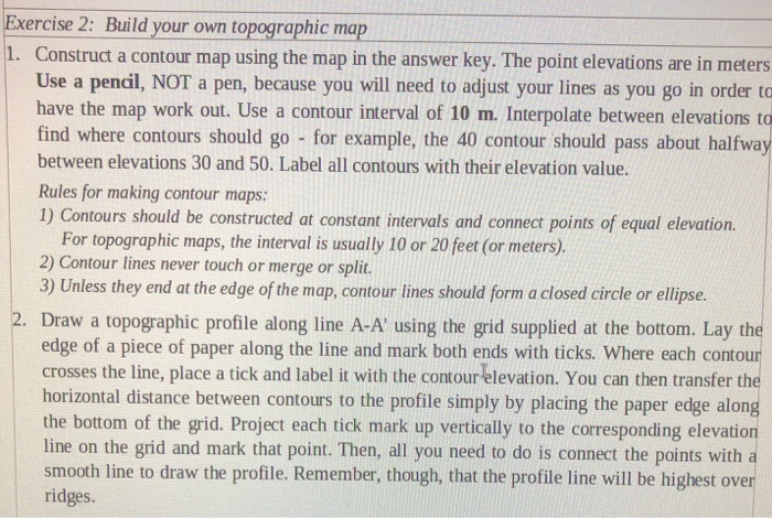 Exercise 2: Build your own topographic map 1. | Chegg.com