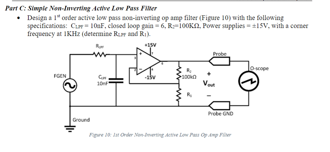 Solved Part C: Simple Non-Inverting Active Low Pass Filter | Chegg.com