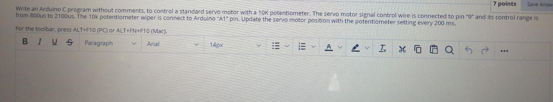 Solved 7 Points Save Answ Write An Arduino C Program Without 0611