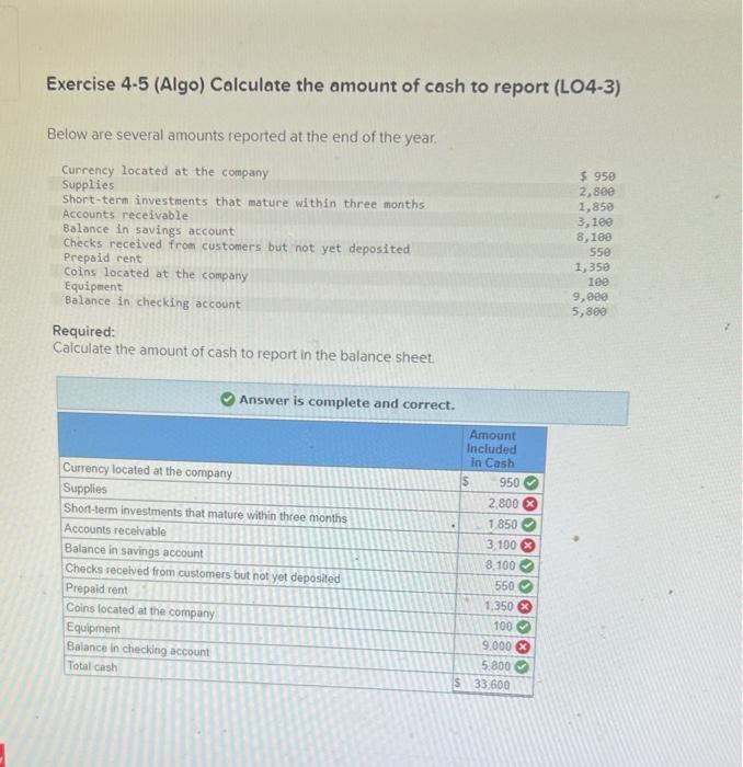 Solved Exercise 4-5 (Algo) Calculate the amount of cash to | Chegg.com Solved Exercise 4-5 (Algo) Calculate the amount of cash to | Chegg.com