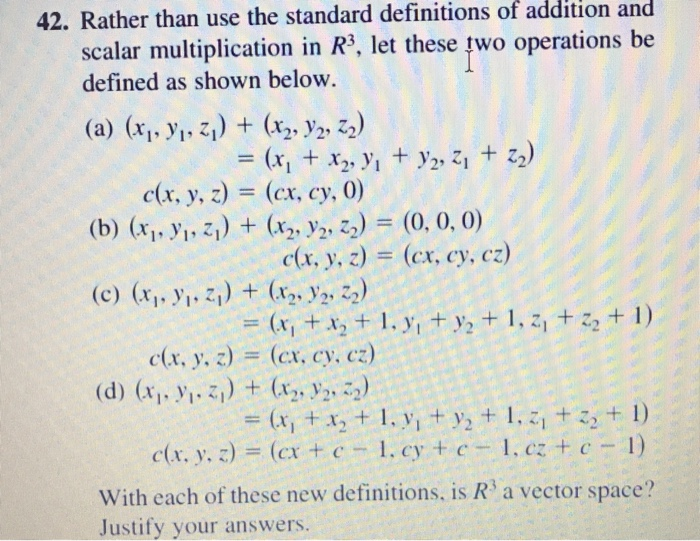 Solved 42. Rather than use the standard definitions of | Chegg.com