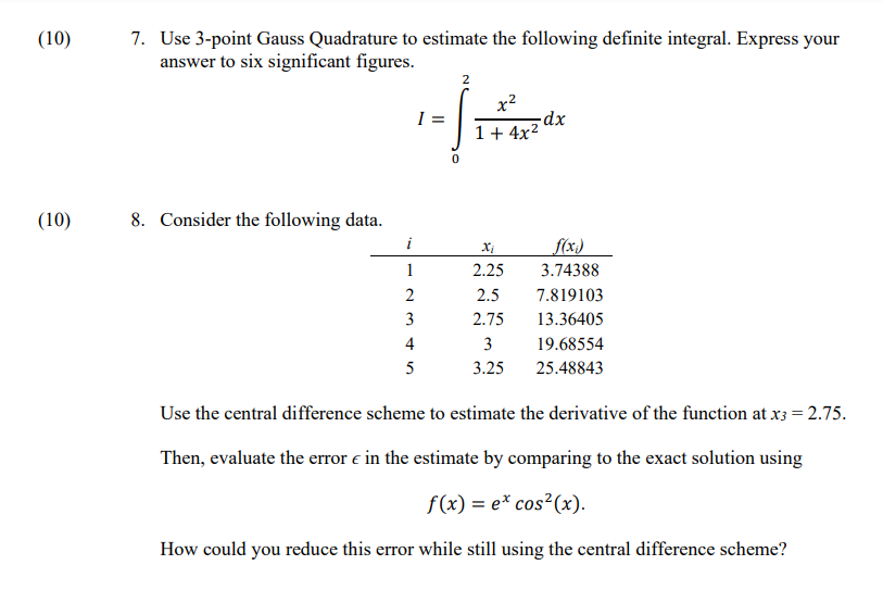 Use 3-point Gauss Quadrature to estimate the | Chegg.com