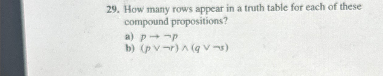 Solved How many rows appear in a truth table for each of | Chegg.com