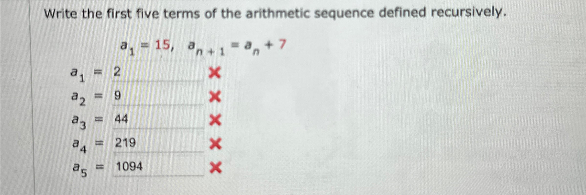 Solved Write the first five terms of the arithmetic sequence | Chegg.com