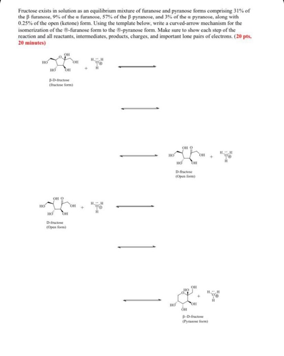 Solved Fructose exists in solution as an equilibrium mixture | Chegg.com