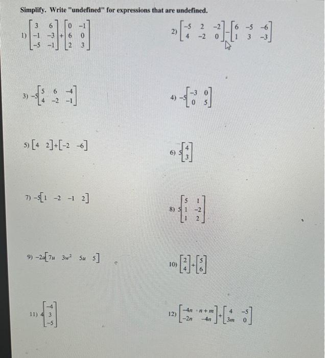 Solved Simplify. Write "undefined" for expressions that are | Chegg.com