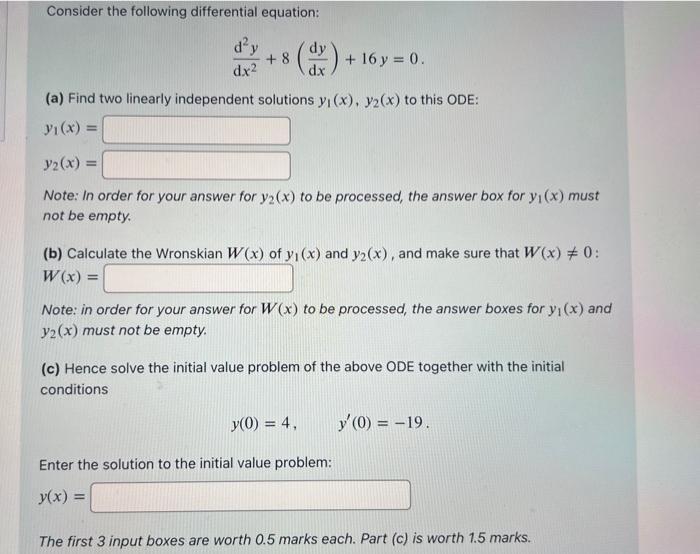 Solved Consider the following differential equation: | Chegg.com