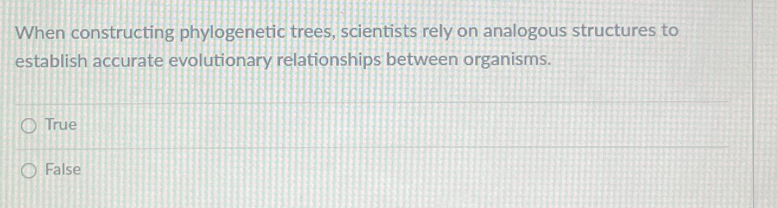 Solved When constructing phylogenetic trees, scientists rely | Chegg.com