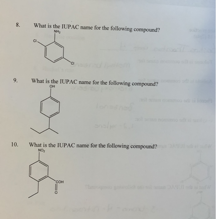 Solved 1. Toluene is the common name for: methyl benzene 2. | Chegg.com