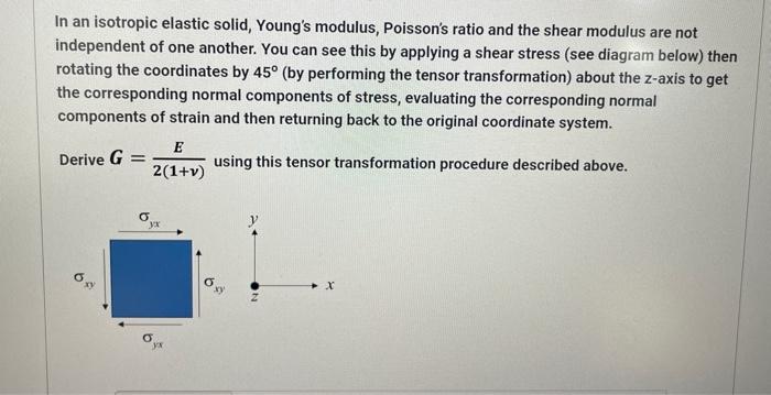 Solved In an isotropic elastic solid, Young's modulus, | Chegg.com