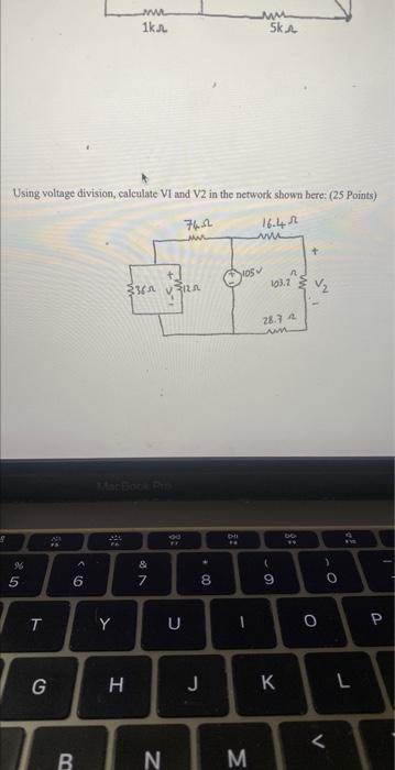 Solved Using voltage division, calculate VI and V2 in the | Chegg.com
