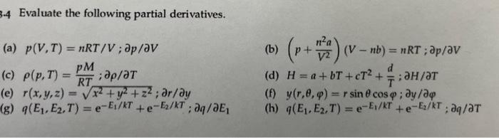 Solved Evaluate the following partial derivatives. (a) | Chegg.com