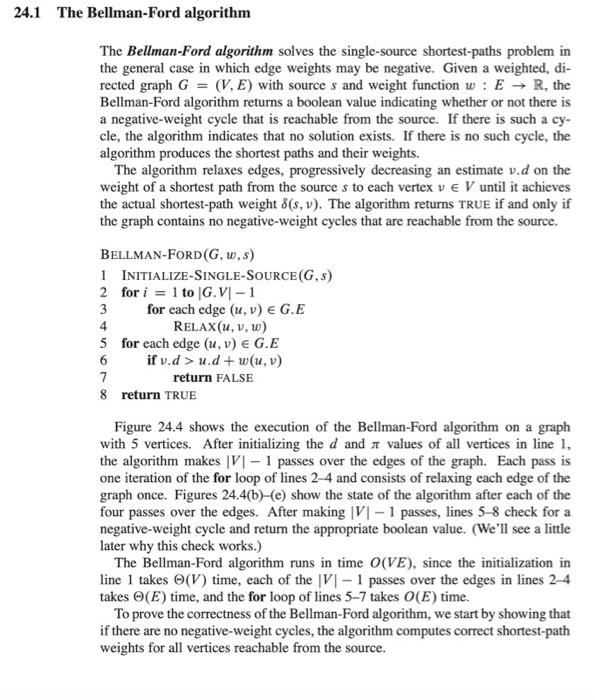 24.1 The Bellman-Ford algorithm The Bellman-Ford | Chegg.com