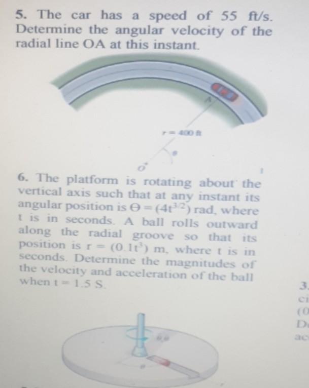Solved 5. The car has a speed of 55 ft/s. Determine the | Chegg.com