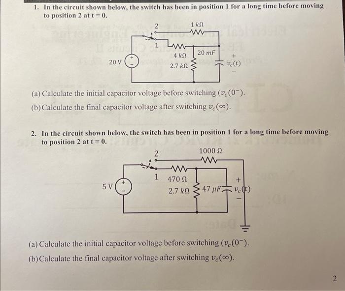 [Solved]: 1. in the circuit shown below the switch has been