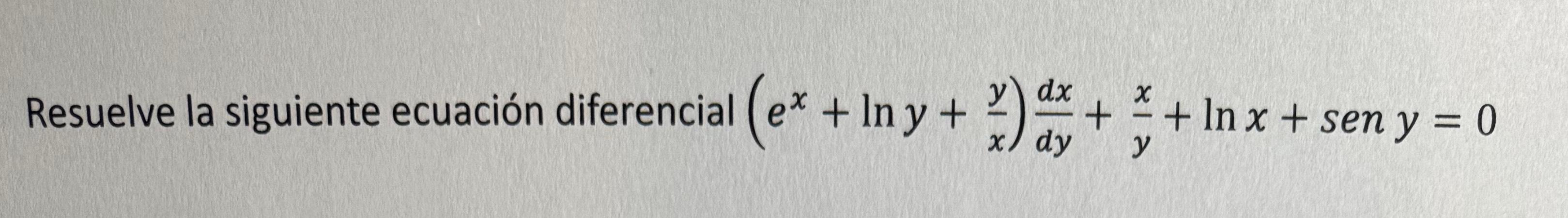 Solved Resuelve la siguiente ecuación diferencial | Chegg.com