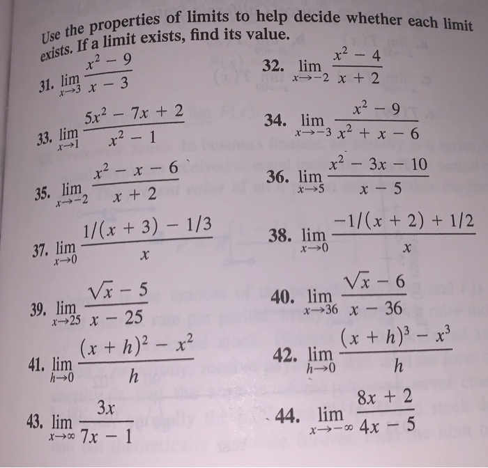 Solved s of limits to help decide whether each limit Use the | Chegg.com