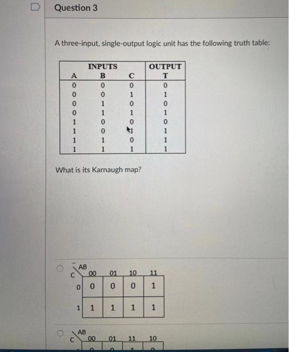 Solved Question 1 A Three Input Single Output Logic Unit 5505