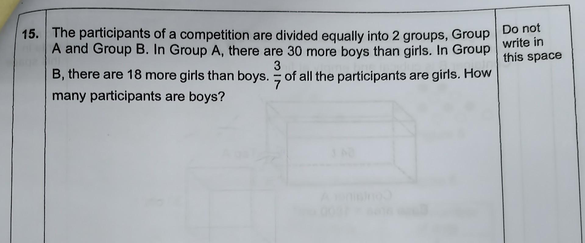 Solved The participants of a competition are divided equally | Chegg.com