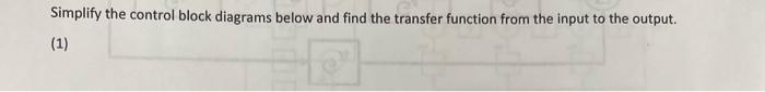 Solved Simplify the control block diagrams below and find | Chegg.com