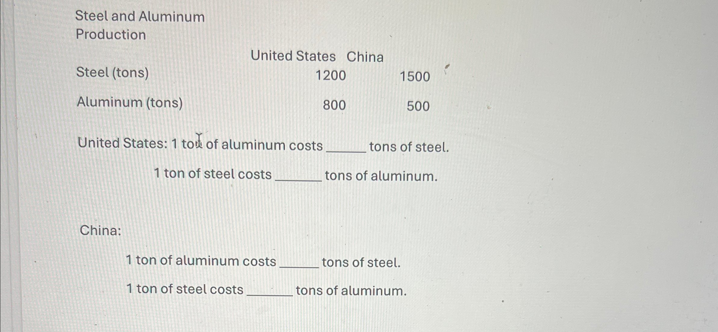 Solved Steel and AluminumProductionSteel (tons)Aluminum | Chegg.com