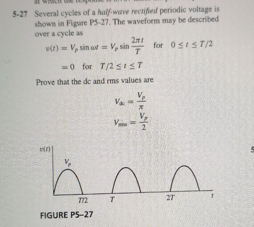 Solved 5-27 Several cycles of a half-wave rectified periodic | Chegg.com