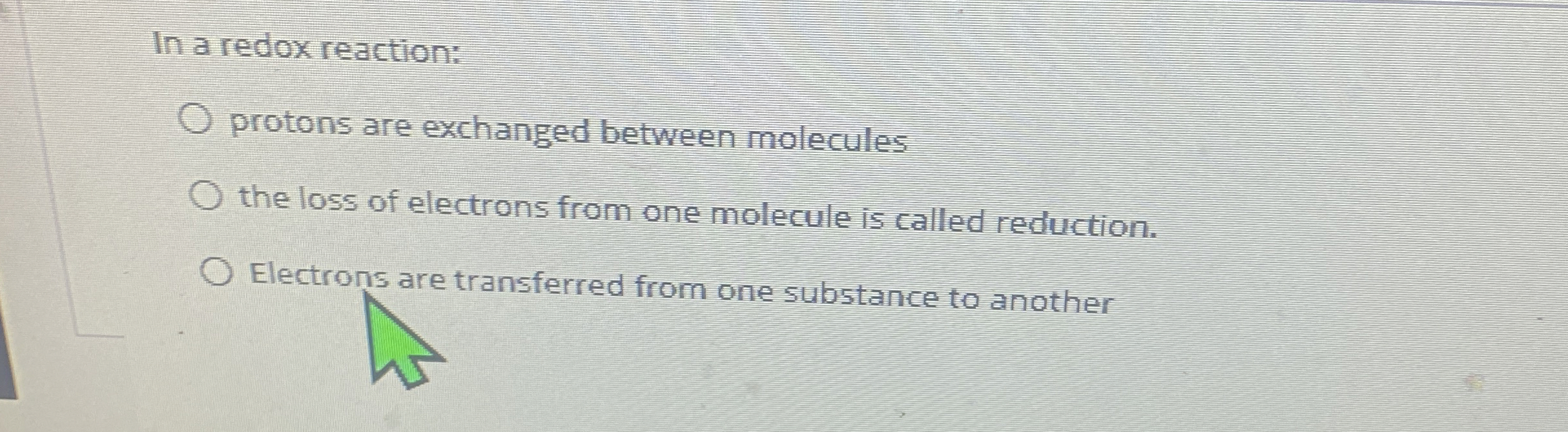 Solved In a redox reaction:protons are exchanged between | Chegg.com