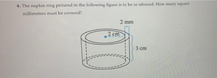 Solved 4. The napkin ring pictured in the following figure | Chegg.com