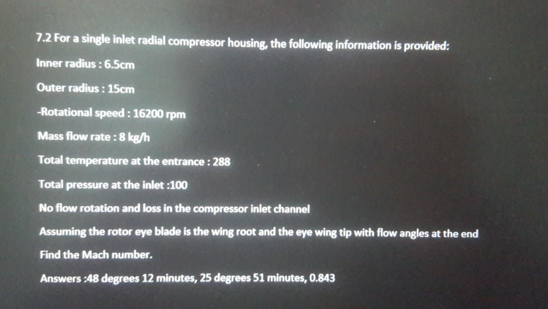 Solved 7.2 For a single inlet radial compressor housing, the | Chegg.com