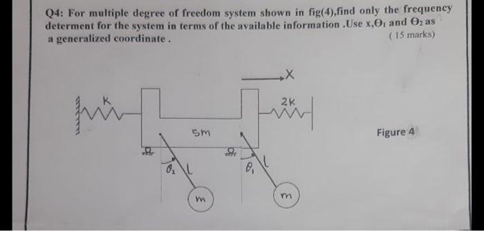 Solved Q4: For multiple degree of freedom system shown in | Chegg.com