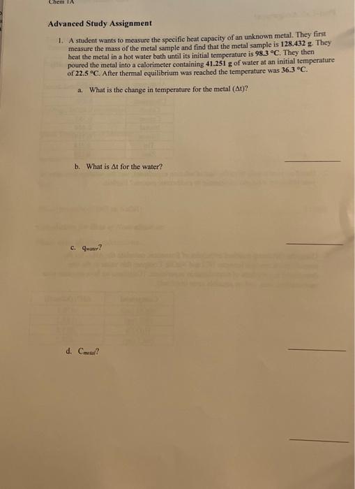 Solved Advanced Study Assignment 1. A student wants to | Chegg.com