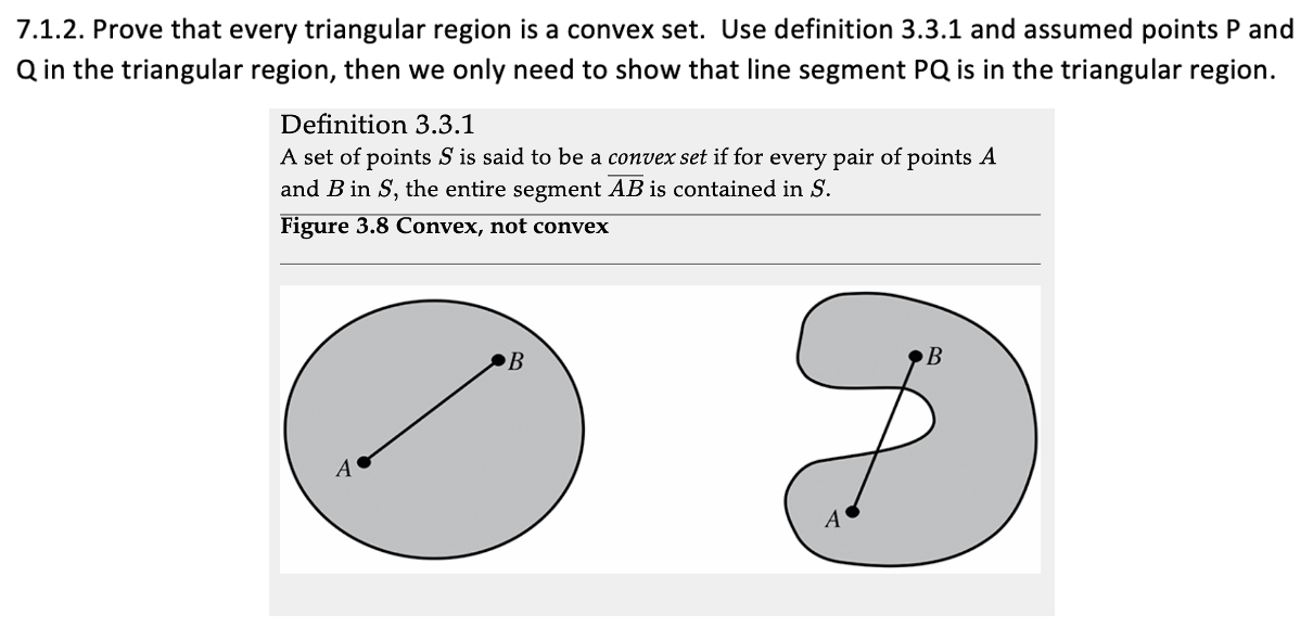 Solved Prove that every triangular region is a convex set. | Chegg.com