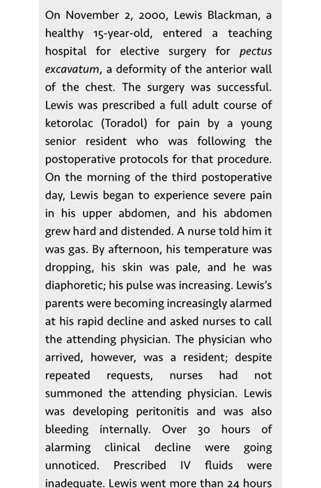 On November 2, 2000, Lewis Blackman, a healthy | Chegg.com