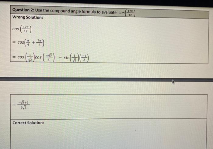 Solved Question 2: Use the compound angle formula to | Chegg.com