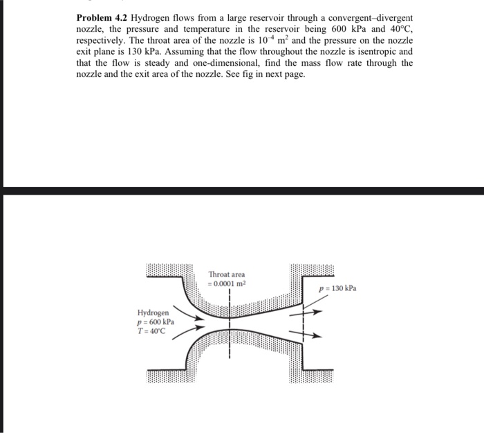 Solved Problem 4.2 Hydrogen flows from a large reservoir | Chegg.com